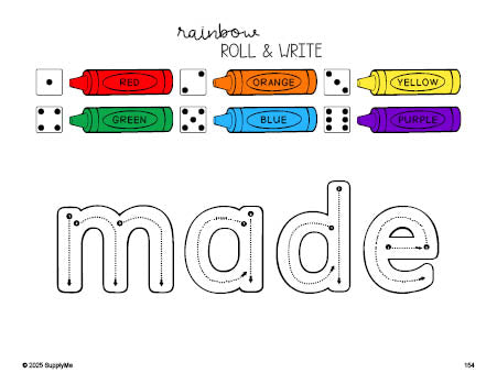 FREE Second Grade Worksheet, Rainbow Roll and Write Sight Word Tracing ...