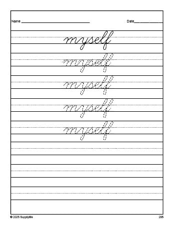 FREE Third Grade Sight Word Cursive Tracing Worksheet, High Frequency ...
