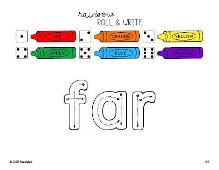 FREE Third Grade Worksheet, Rainbow Roll and Write Sight Word Tracing ...