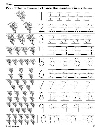 FREE Printable Grapes Counting Worksheet for Preschool and Pre-K with ...