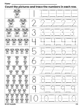 FREE Printable Halloween Dracula Counting Worksheet for Preschool and ...
