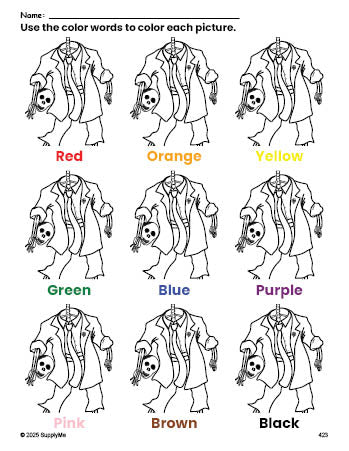 FREE Halloween Skeleton Coloring Page and Color Worksheet for ...
