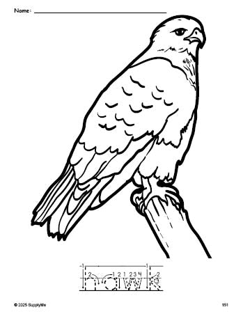 FREE Printable Hawk Coloring Page and Word Tracing Worksheet, Letter ...
