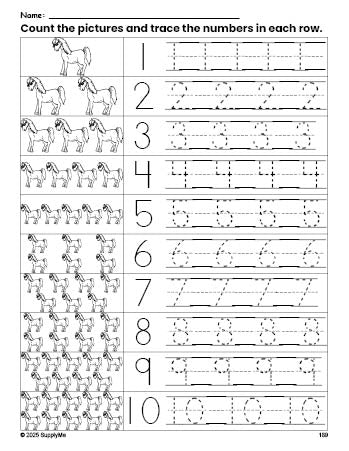 FREE Printable Horse Counting Worksheet for Preschool and Pre-K with ...