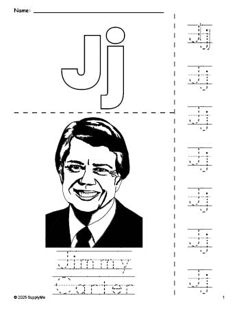 FREE Printable Jimmy Carter Presidents' Day Coloring Page and Letter ...