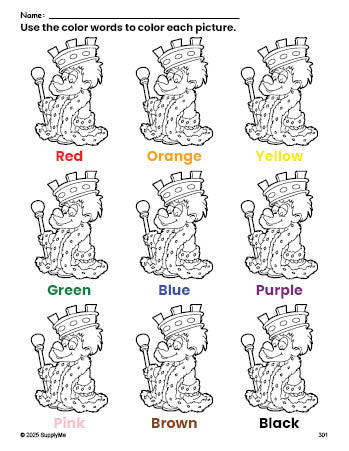 FREE King Coloring Page and Color Worksheet for Preschoolers to Learn ...