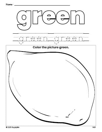 FREE Lemon Color Green Coloring Page and Color Worksheet, Green ...