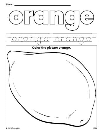 FREE Lemon Color Orange Coloring Page and Color Worksheet, Orange ...