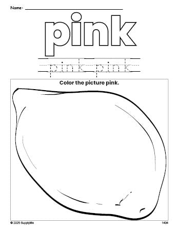FREE Lemon Color Pink Coloring Page and Color Worksheet, Pink Worksheet ...