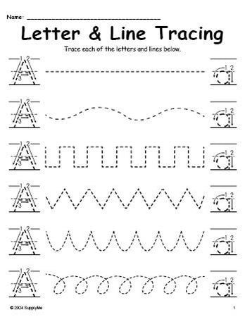 FREE Printable Line Tracing Worksheets - Pre-Writing Worksheets – SupplyMe