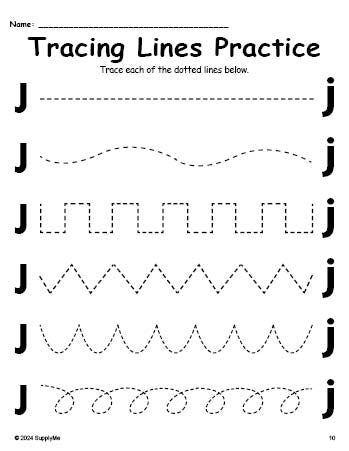 Letter J Line Tracing Worksheet, Uppercase And Lowercase Letters – SupplyMe