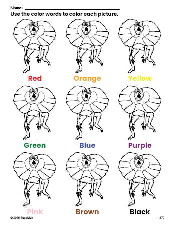 FREE Lizard Coloring Page and Color Worksheet for Preschoolers to Learn ...
