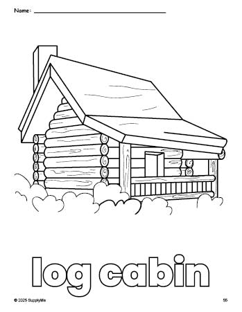 FREE Printable Log Cabin Thanksgiving Coloring Page for Preschool, Pre ...