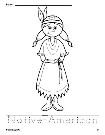 FREE Printable Native American Thanksgiving Coloring Page and Word ...