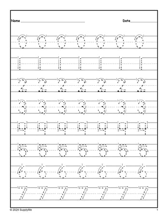 Number Tracing Worksheets Numbers 0-20, Lined With Number Formation ...