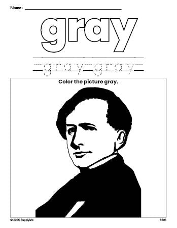 FREE Presidents' Day Franklin Pierce Color Gray Coloring Page and Color ...