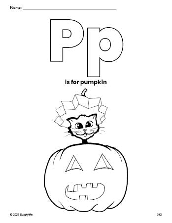 FREE Printable Pumpkin Halloween Coloring Page, Letter P Coloring Page ...