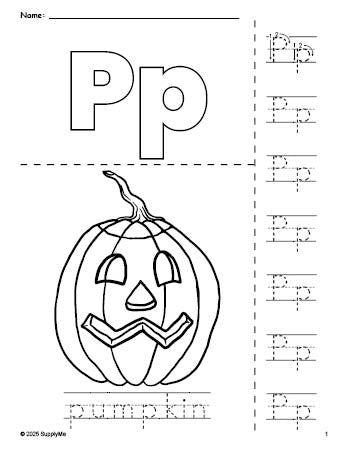 FREE Printable Pumpkin Halloween Coloring Page and Letter Tracing ...
