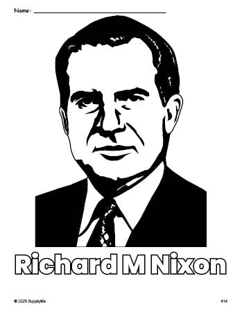 FREE Printable Richard M Nixon Presidents' Day Coloring Page for ...