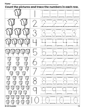 FREE Printable Rose Counting Worksheet for Preschool and Pre-K with ...