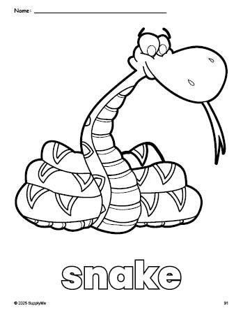 FREE Printable Snake Coloring Page for Preschool, Pre-K, and ...
