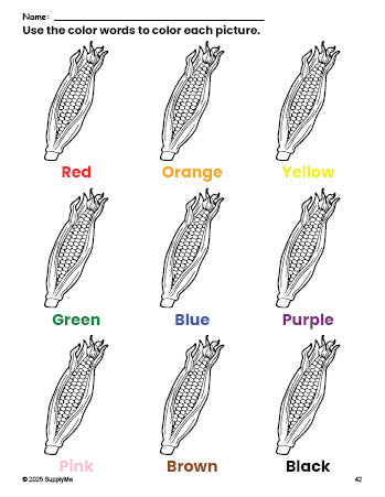 FREE Thanksgiving Corn Coloring Page and Color Worksheet for ...