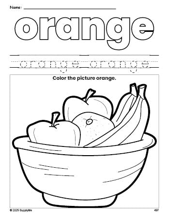 FREE Thanksgiving Fruit Color Orange Coloring Page and Color Worksheet ...