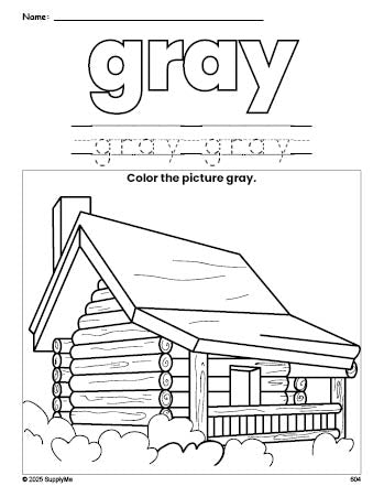 FREE Thanksgiving Log Cabin Color Gray Coloring Page and Color ...