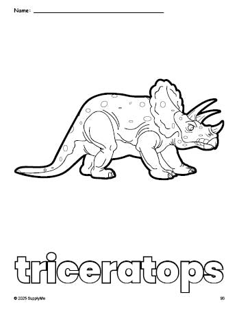 FREE Printable Triceratops Coloring Page for Preschool, Pre-K, and ...