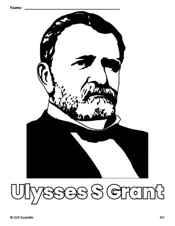 FREE Printable Ulysses S Grant Presidents' Day Coloring Page for ...