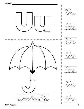 Preschool Worksheets Letter U