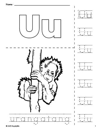 FREE Printable Urangatang Coloring Page and Letter Tracing Worksheet ...