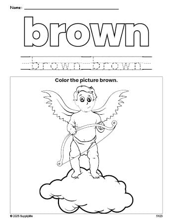FREE Valentine's Day Cupid Color Brown Coloring Page and Color ...