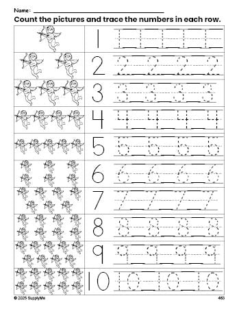 FREE Printable Valentine's Day Cupid Counting Worksheet for Preschool ...