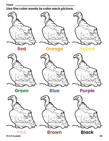 FREE Vulture Coloring Page and Color Worksheet for Preschoolers to ...
