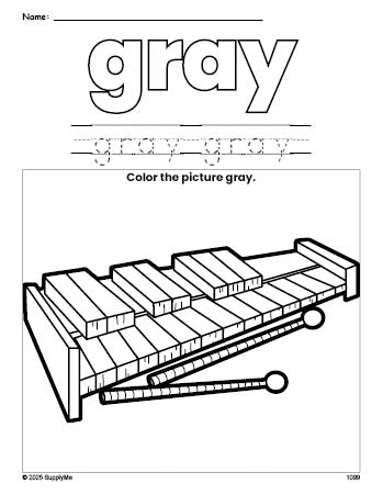 FREE Xylophone Color Gray Coloring Page and Color Worksheet, Gray ...