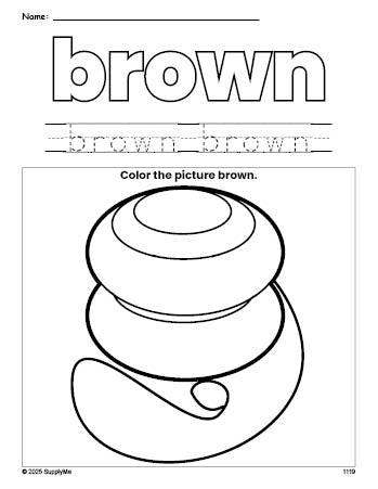 FREE Yo Yo Color Brown Coloring Page and Color Worksheet, Brown ...