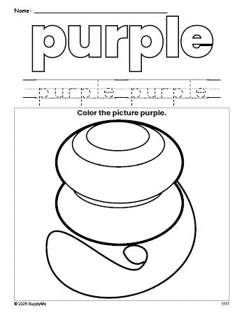 FREE Yo Yo Color Purple Coloring Page and Color Worksheet, Purple ...