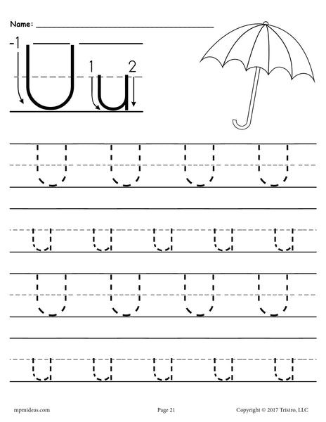 FREE Printable Letter U Tracing Worksheet! – SupplyMe
