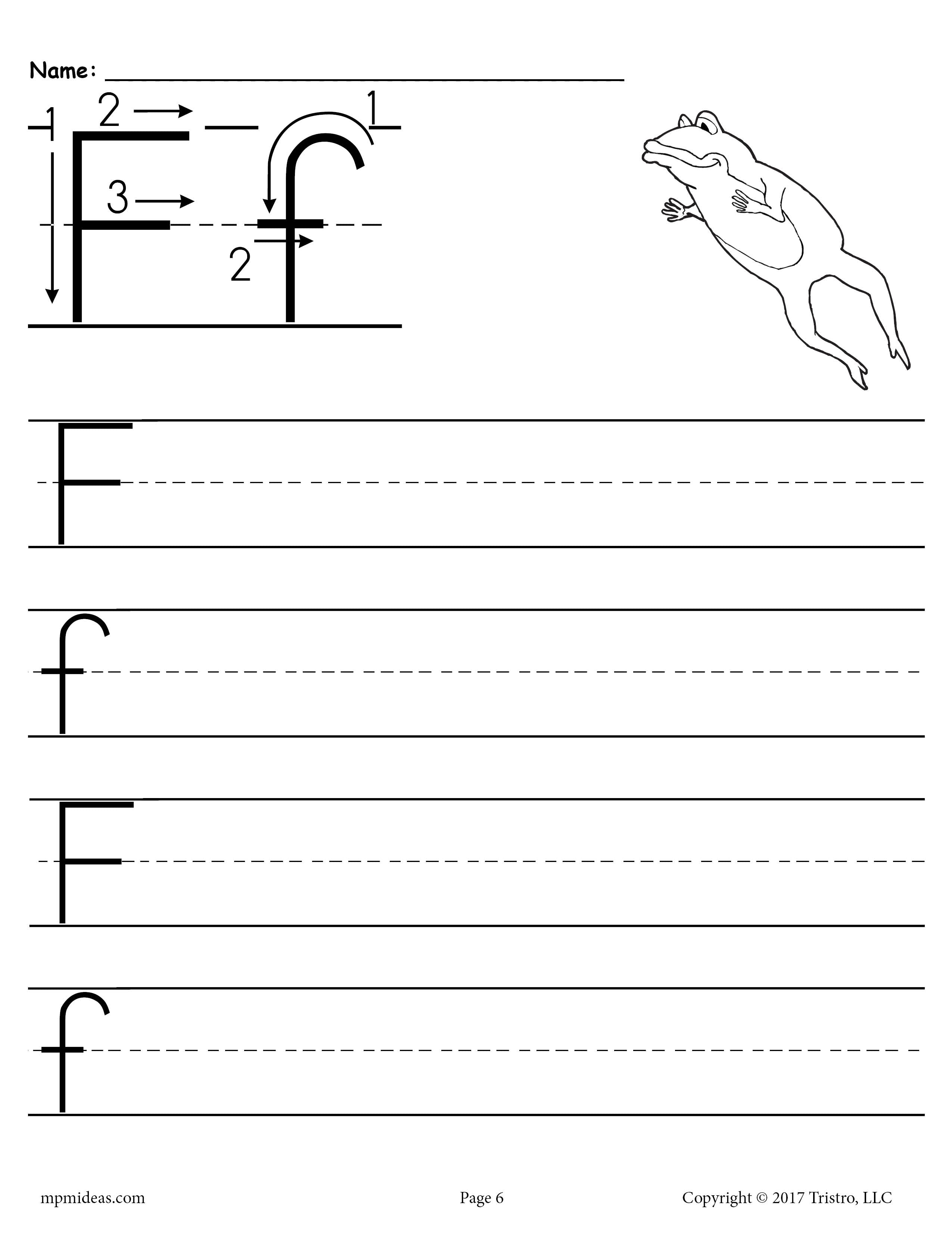 F Handwriting Worksheets Handwriting Practice For Kids: F Is For Frog