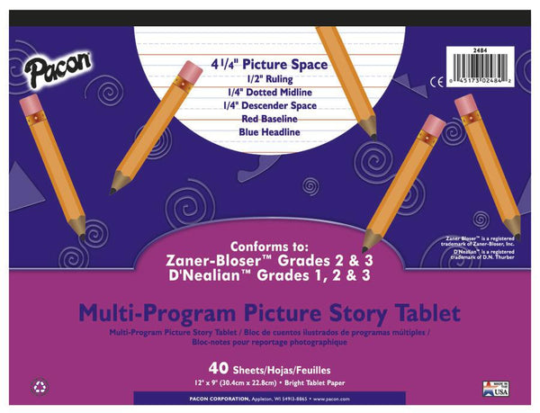 Pacon Multi-Program Picture Story Tablet, 12″ x 9″, Grade 1, 2, & 3 ...