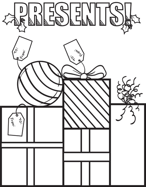 FREE Printable Christmas Presents Coloring Page for Kids #2 – SupplyMe