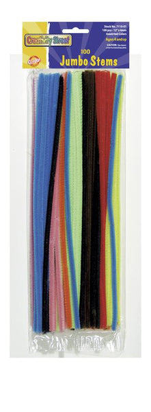 Chenille Kraft Jumbo Stems - Assorted Colors 12