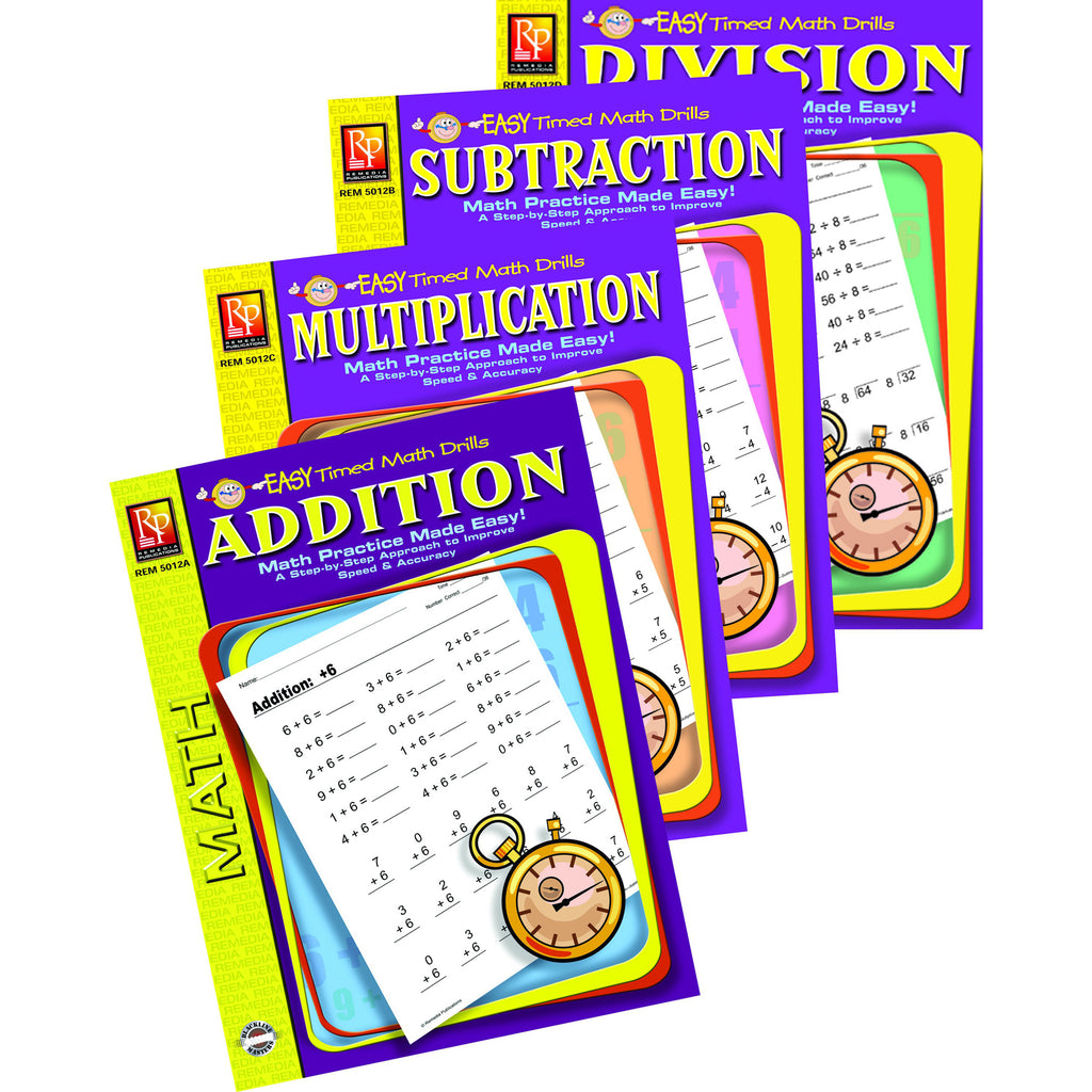 Remedia Publications Easy Timed Math Drills 4 Book Set: Addition ...