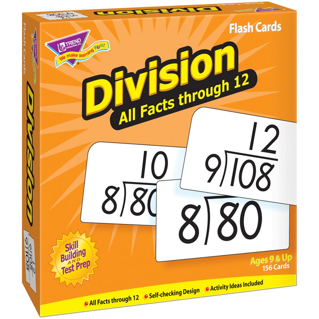 Trend Enterprises Division 0-12 (All Facts) Skill Drill Flash Cards | T ...
