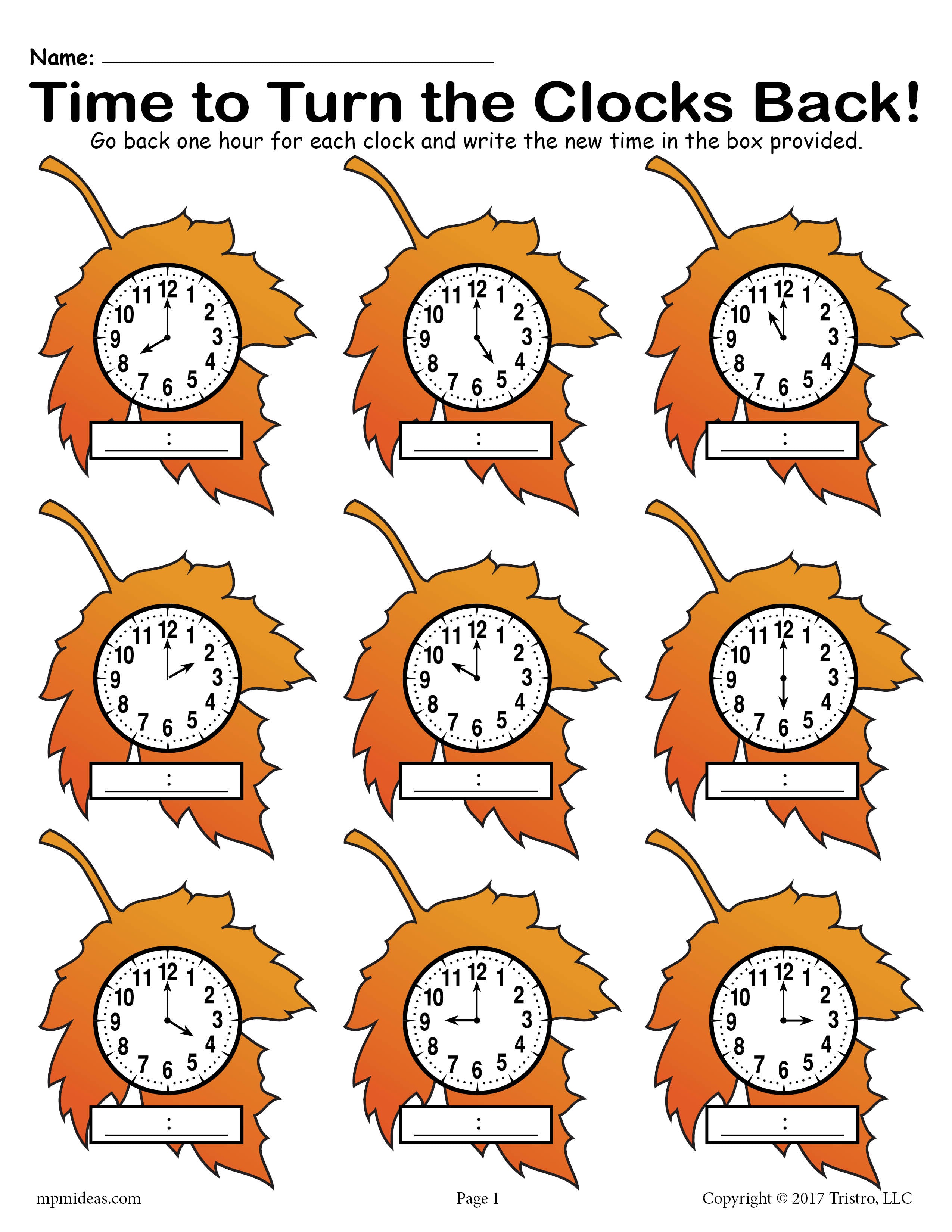 Clock Worksheet Telling Time Hour Clock Printable, Educational Prints