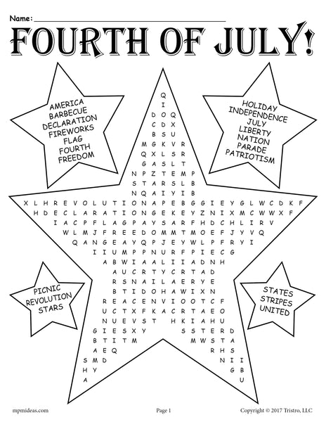 FREE Printable Fourth of July Word Search! – SupplyMe