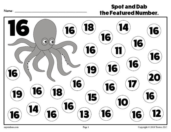 FREE Number Sixteen Do-A-Dot Printable! – SupplyMe