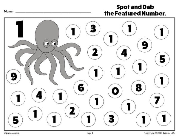 FREE Number One Do-A-Dot Printable! – SupplyMe