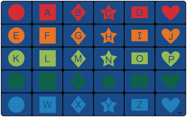 Carpets for Kids Simple Shapes Alphabet Classroom Seating Rug, 8'4" x ...
